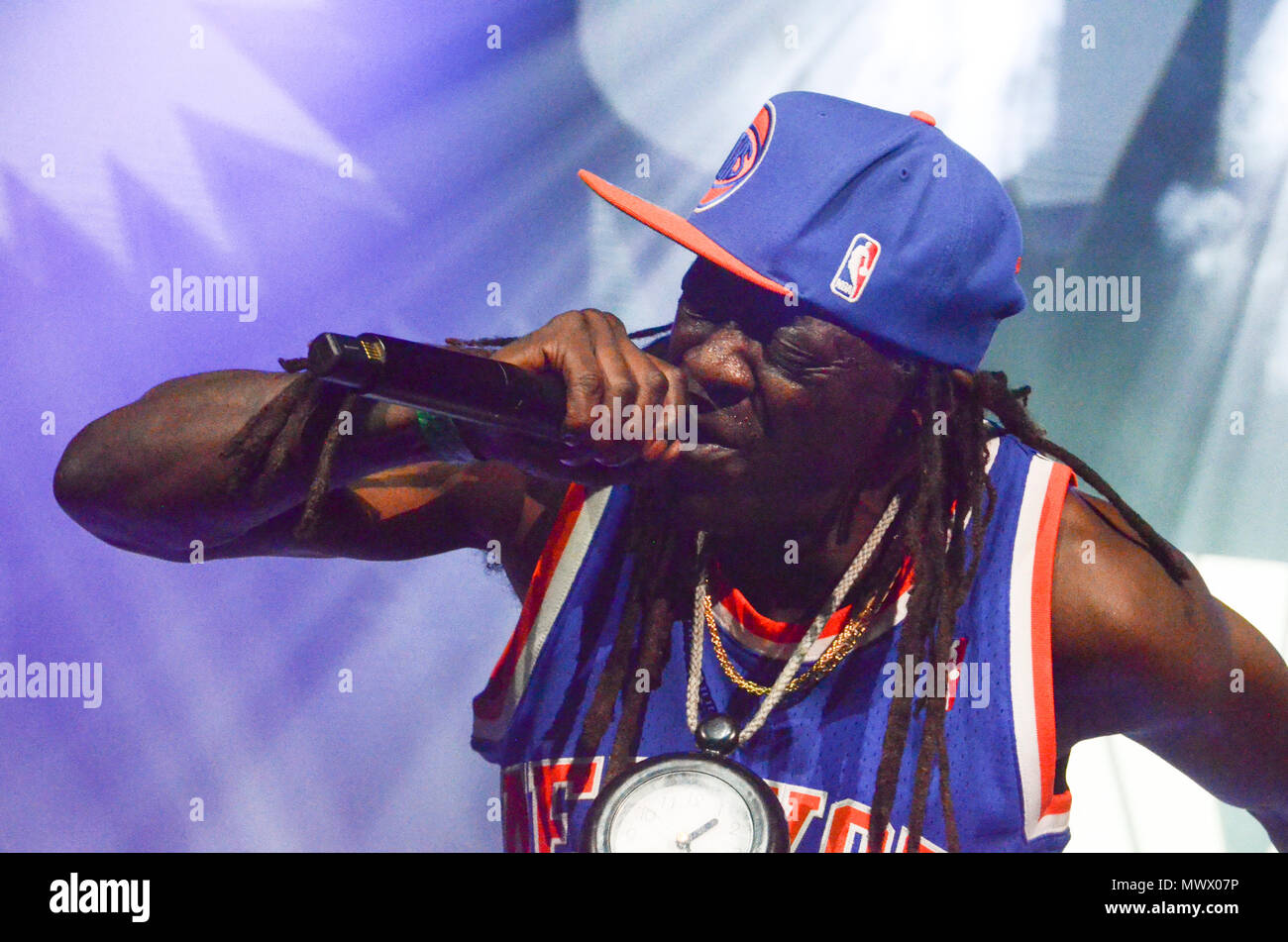 New York, NY, USA. 01st June, 2018. Flavor Flav performs during the YO ...