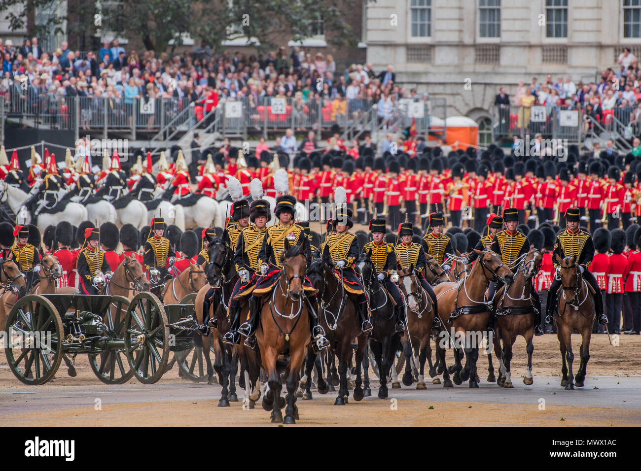 London, UK. 2nd June 2018. Kings Troop Royal Horse Artillery leave ...