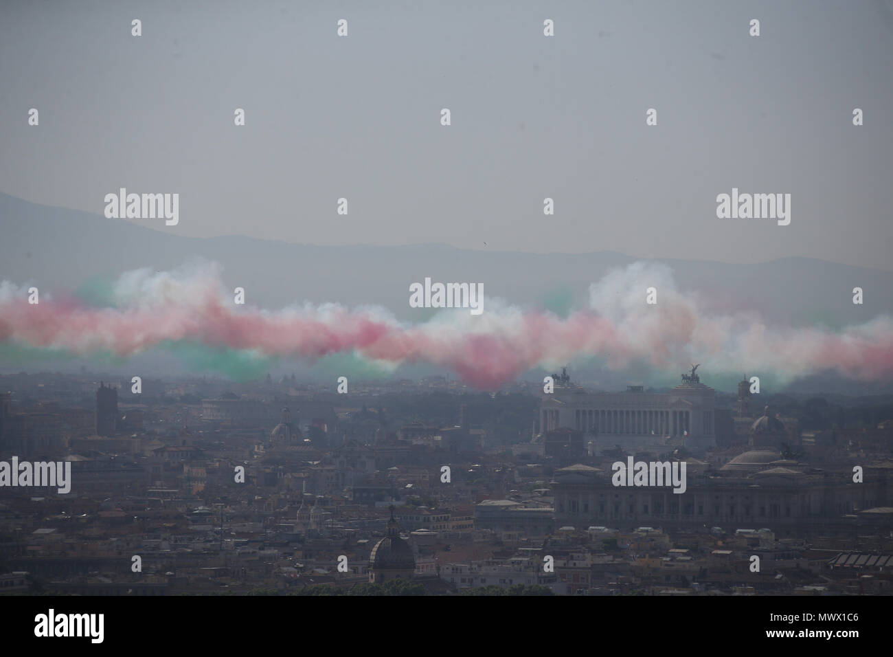 Rome, Italy. 2nd June 2018. The Italian Air Force aircraft, Frecce ...