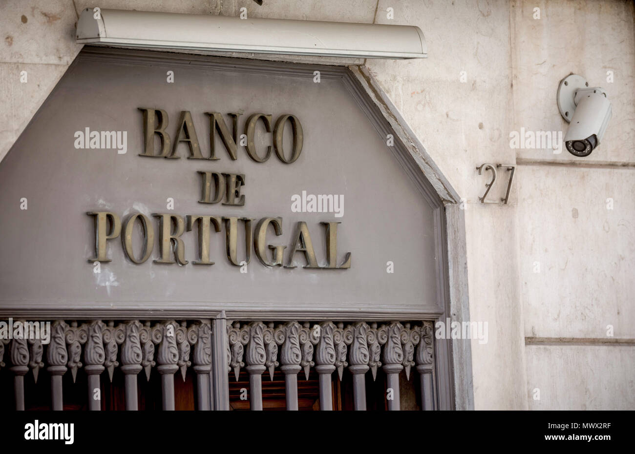 31 May 2018, Lisbon, Portugal: The exterior of the Banco de Portugal ...