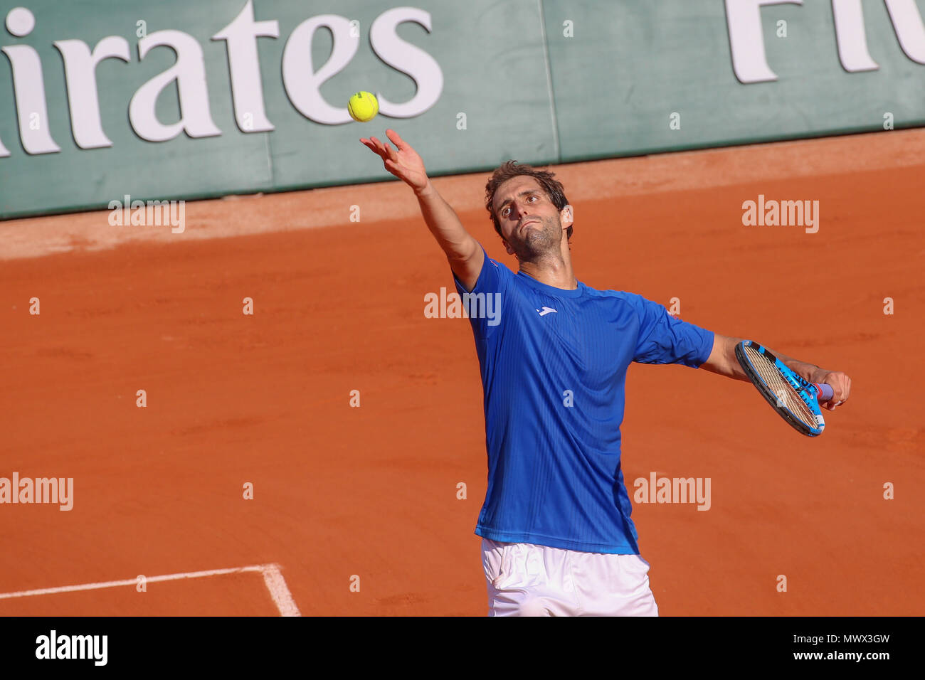 Paris, France. 2nd June 2018. Albert Ramos-Vinolas (ESP) in a match ...