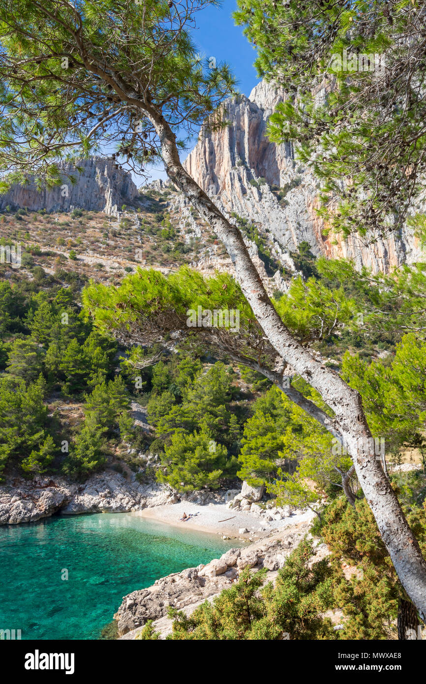 Elevated view over Lucisca Beach near Sveta Nedjelja on Hvar Island ...