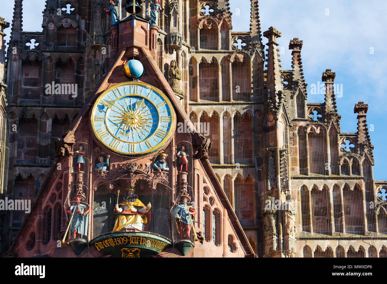 Musical clock on Frauenkirche (Church of Our Lady), Nuremberg (Nurnberg ...