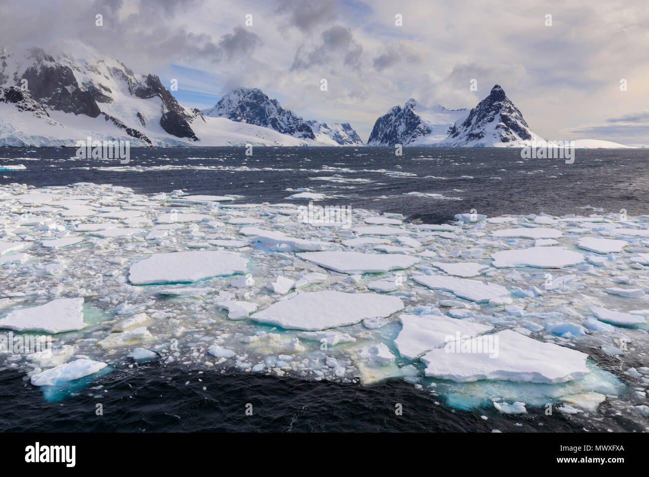 Sea ice and Lemaire Channel entrance, between Kiev Peninsula and Booth ...