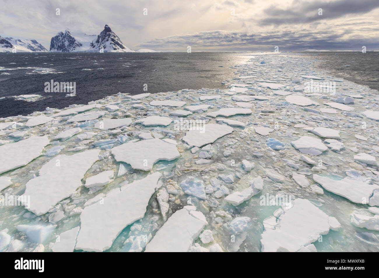 Sea ice and Lemaire Channel entrance, between Kiev Peninsula and Booth ...