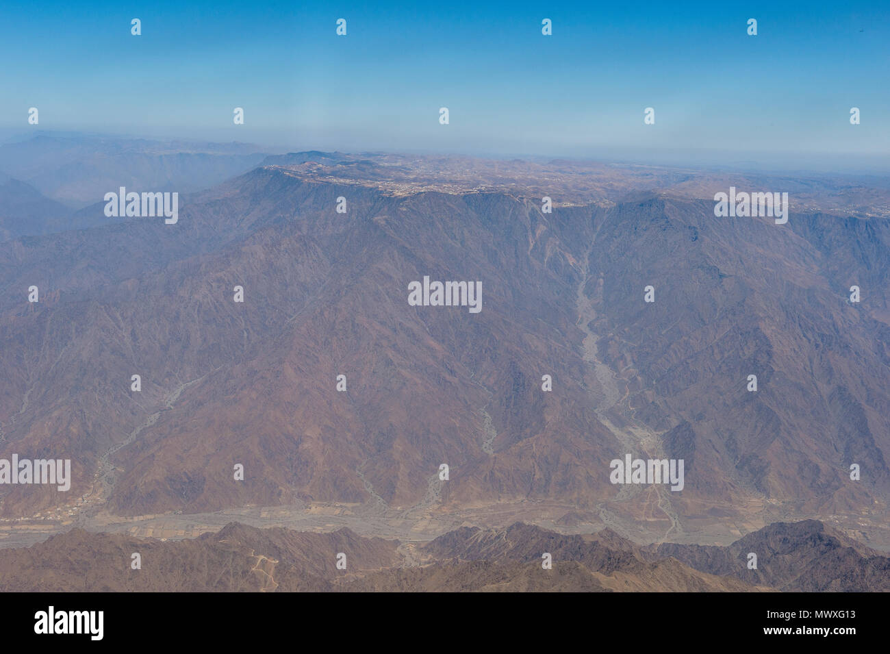 Aerial of the mountainous region around Abha, Saudi Arabia, Middle East ...