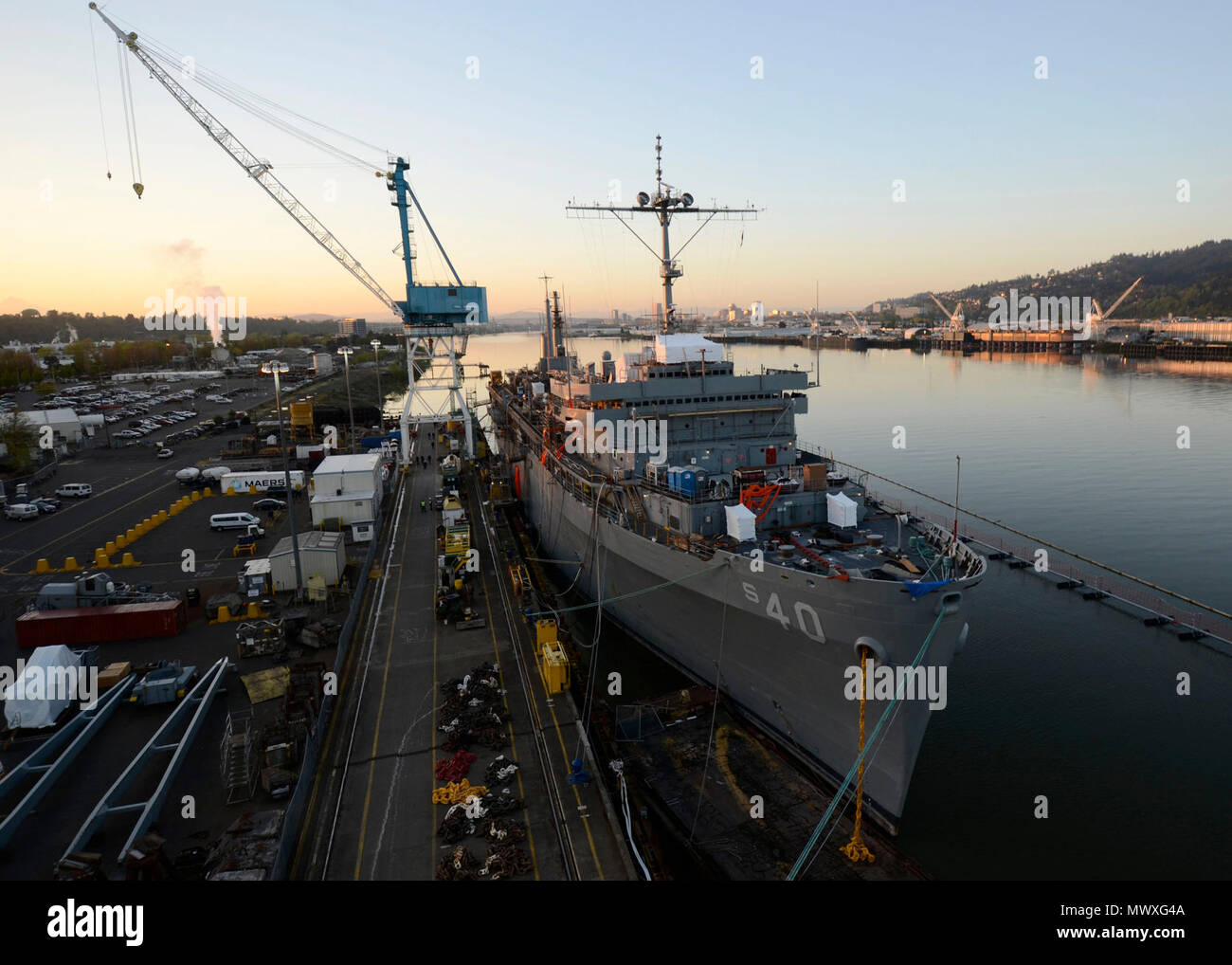 PORTLAND, Ore. (April 29, 2017) - The submarine tender USS Frank Cable ...
