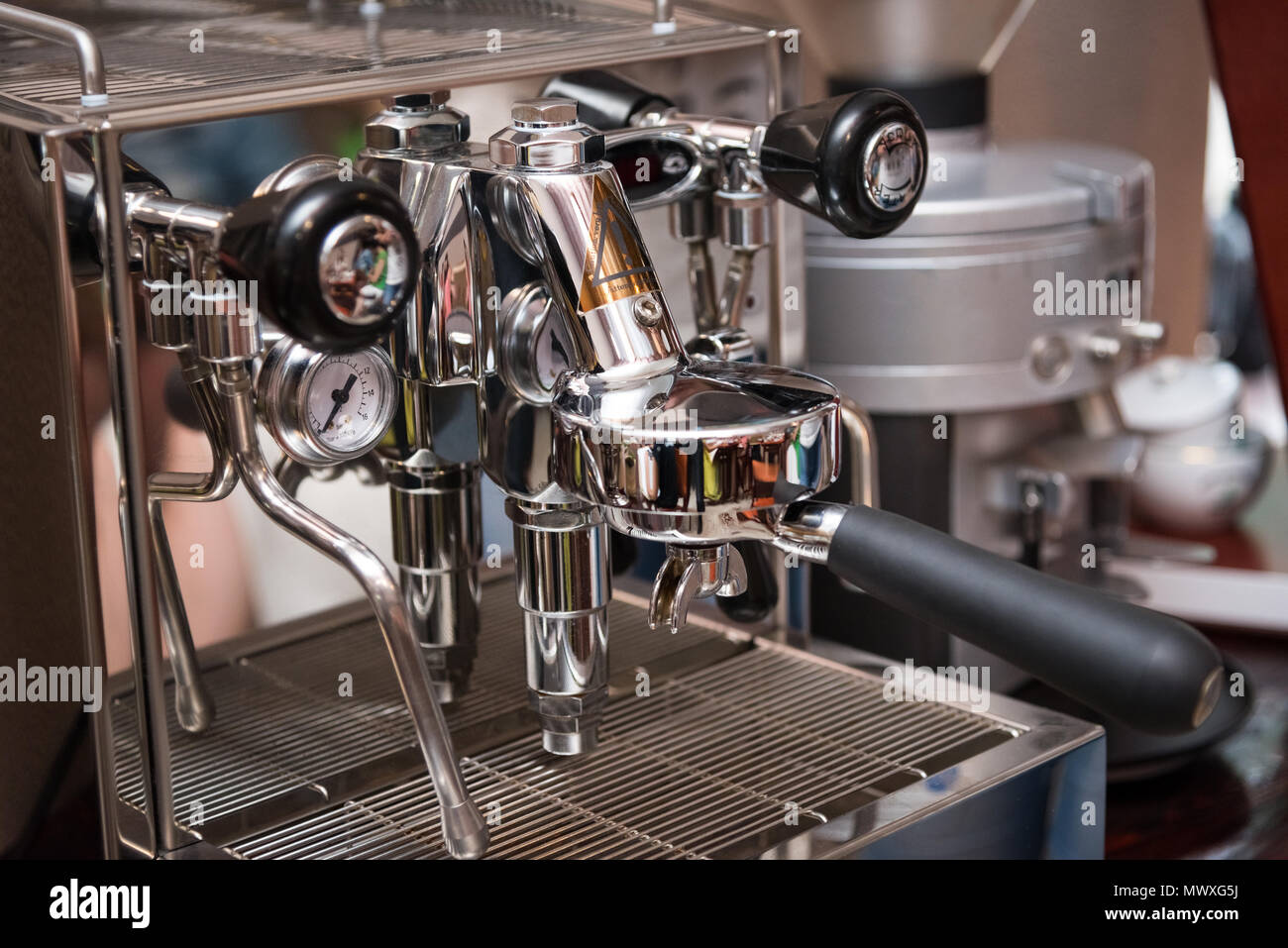 Shiny metal coffee machine Stock Photo - Alamy