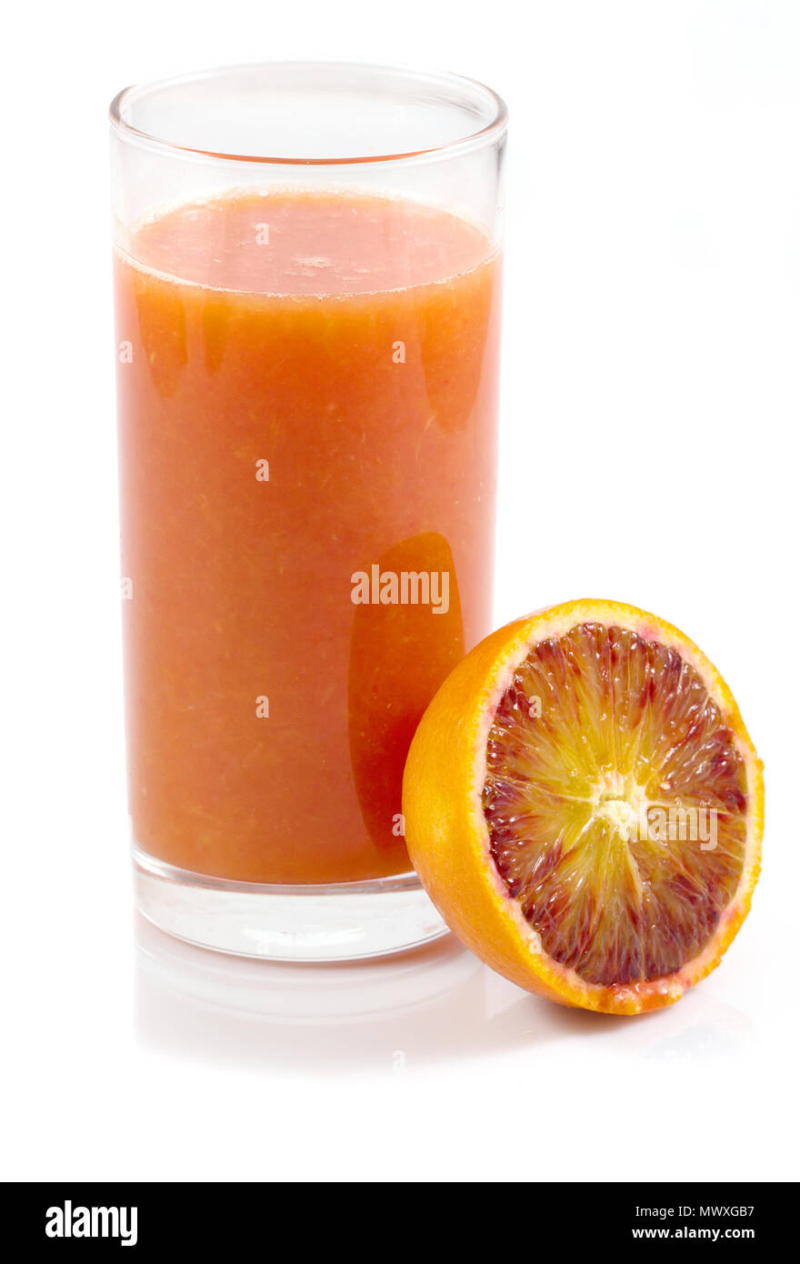 Homemade Juice of red Sicilian oranges, Blood Orange Juice on white ...