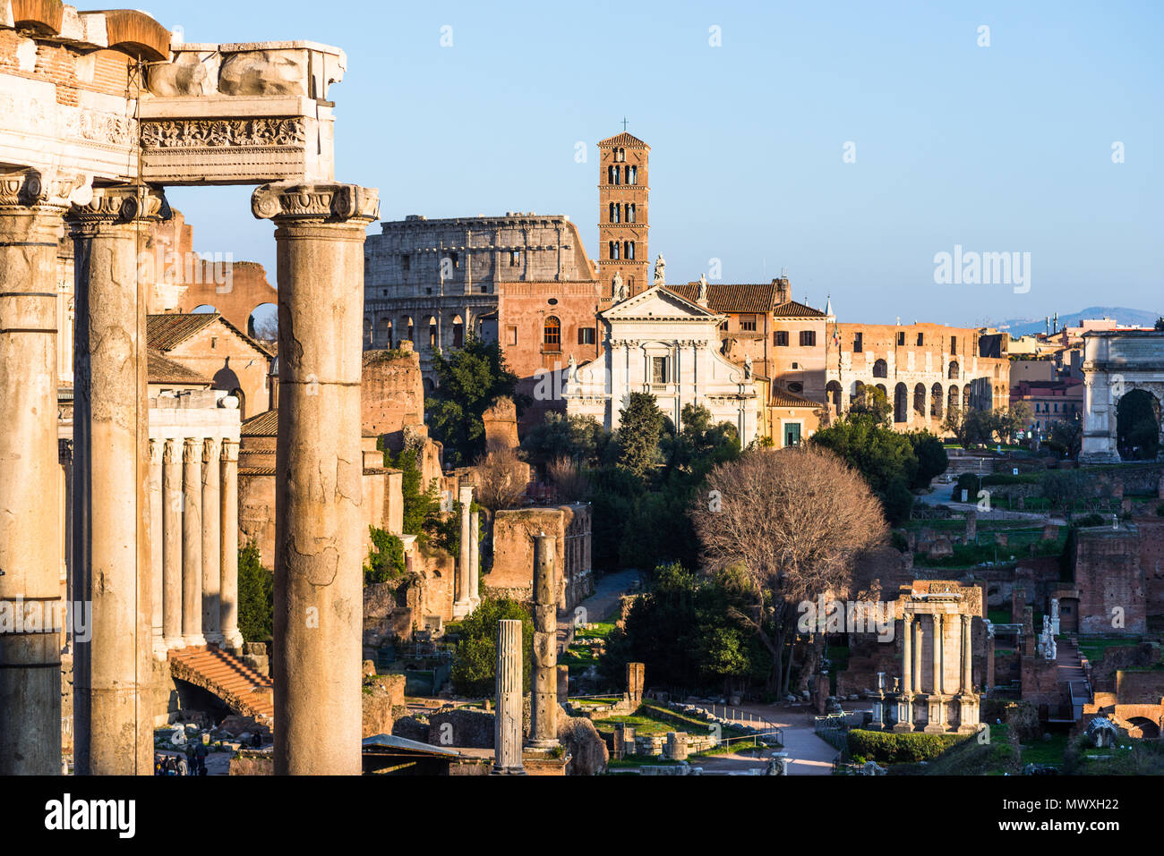 Ancient Roman cityscape at Roman Forum with Basilica of Maxentius and ...