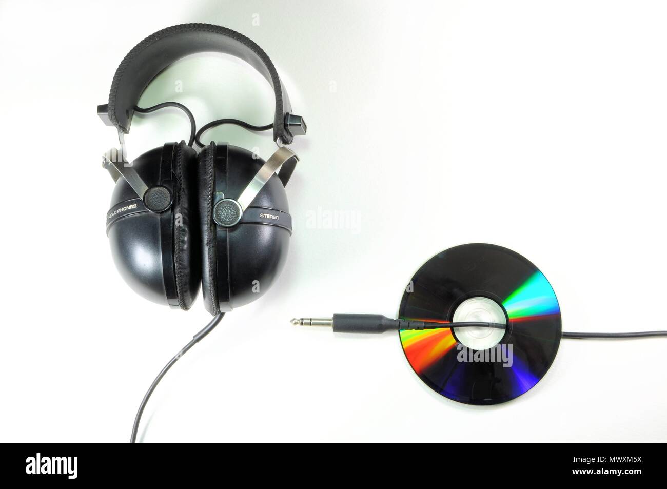 Headphone with compact disk isolated on white background Stock Photo ...