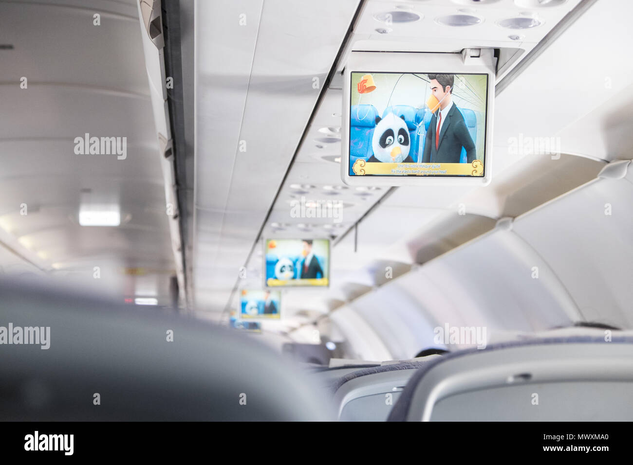 animation,safety,check,plane,Air China,cabin,flight,on board,Beijing ...