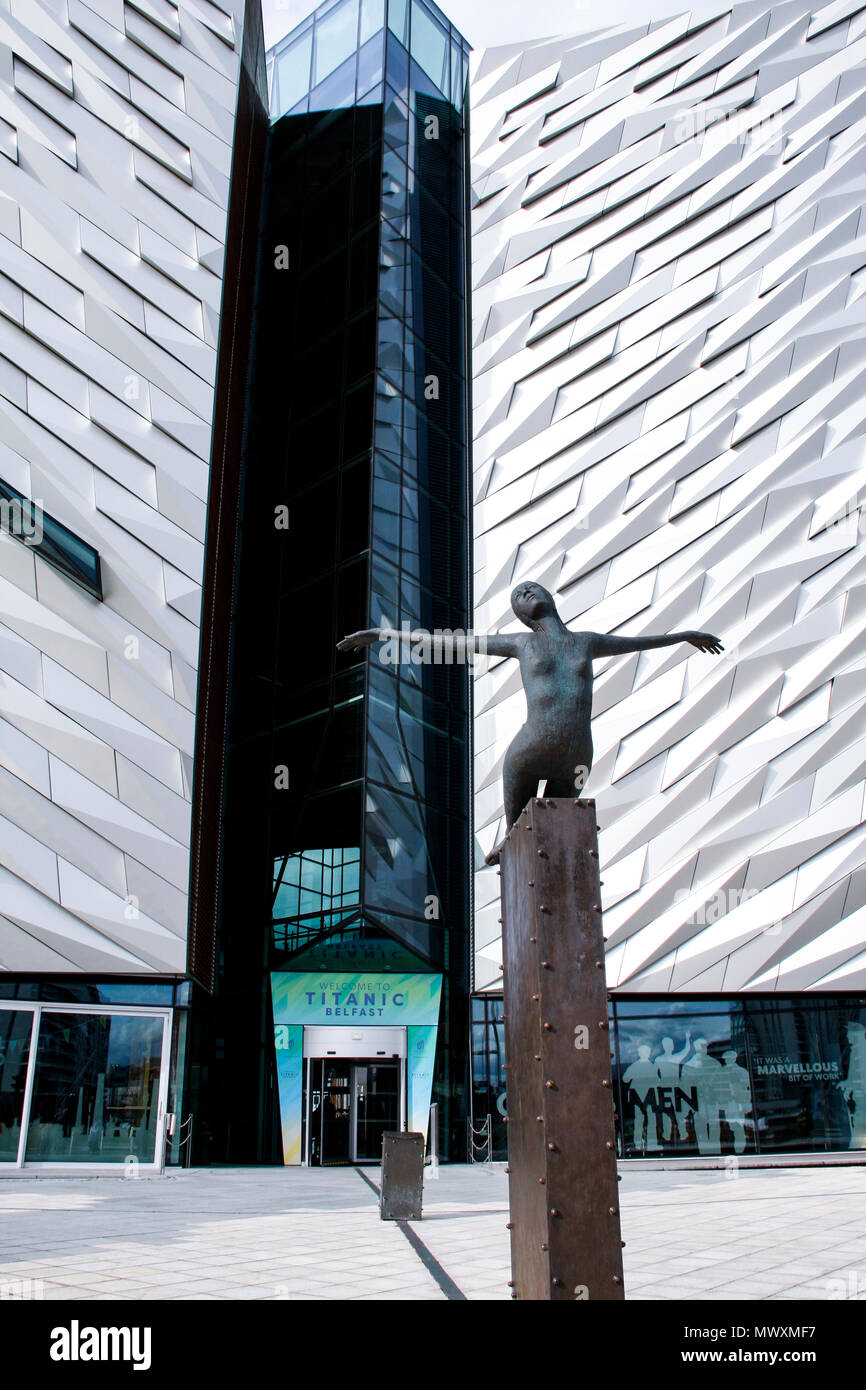 Titanica sculpture in front of Titanic Belfast, a museum in Belfast ...