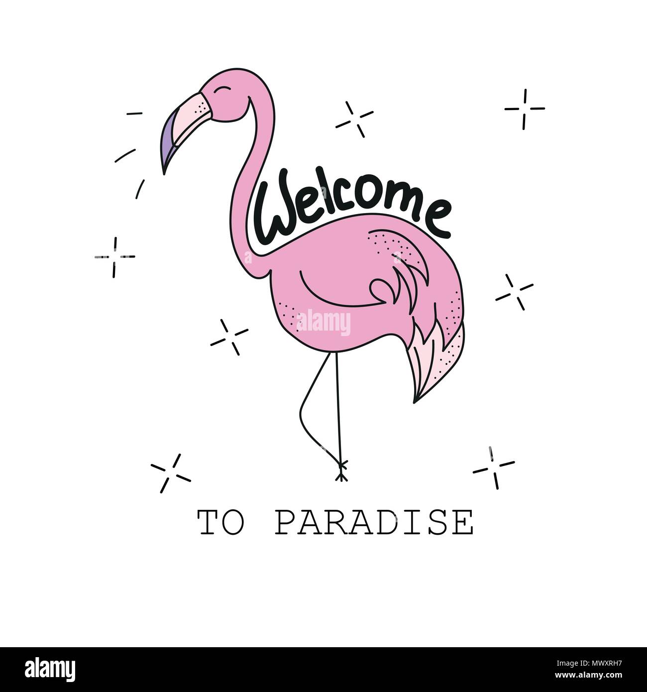 Pink flamingo line drawing hi-res stock photography and images - Alamy