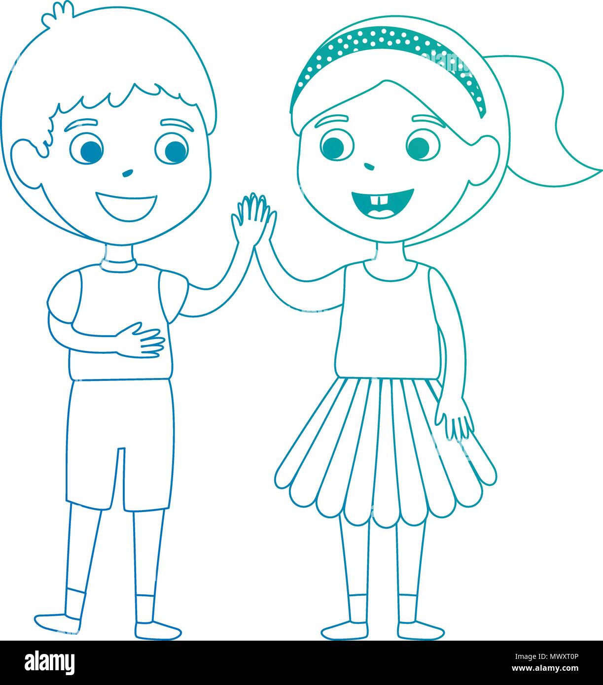 little kids couple characters vector illustration design Stock Vector ...
