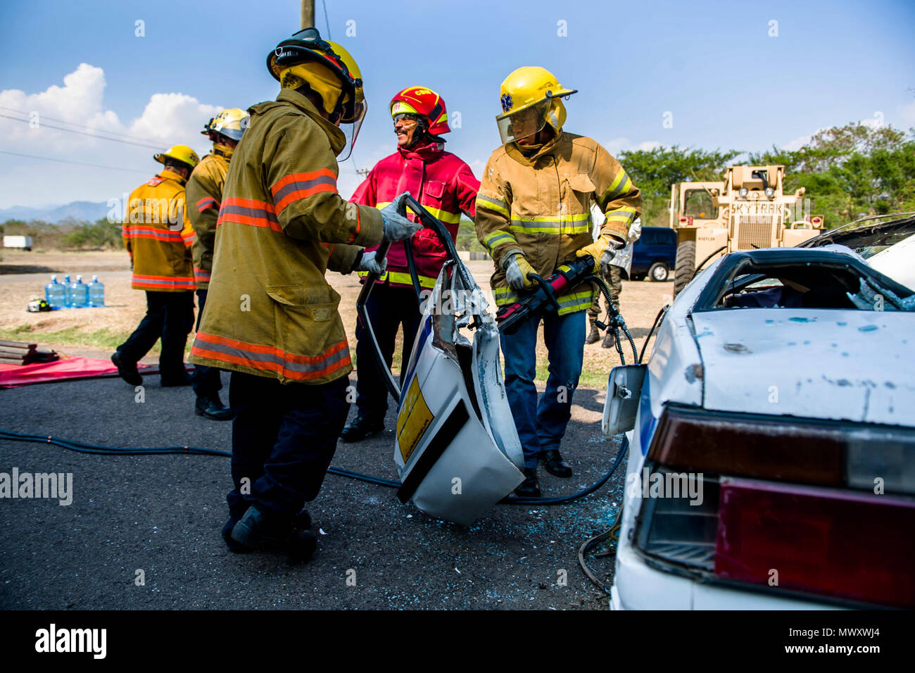 Firefighters from Central America learn new vehicle extraction ...