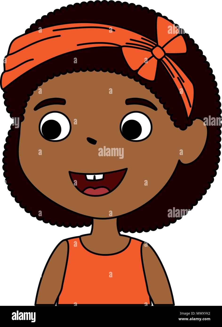 little girl black character vector illustration design Stock Vector ...
