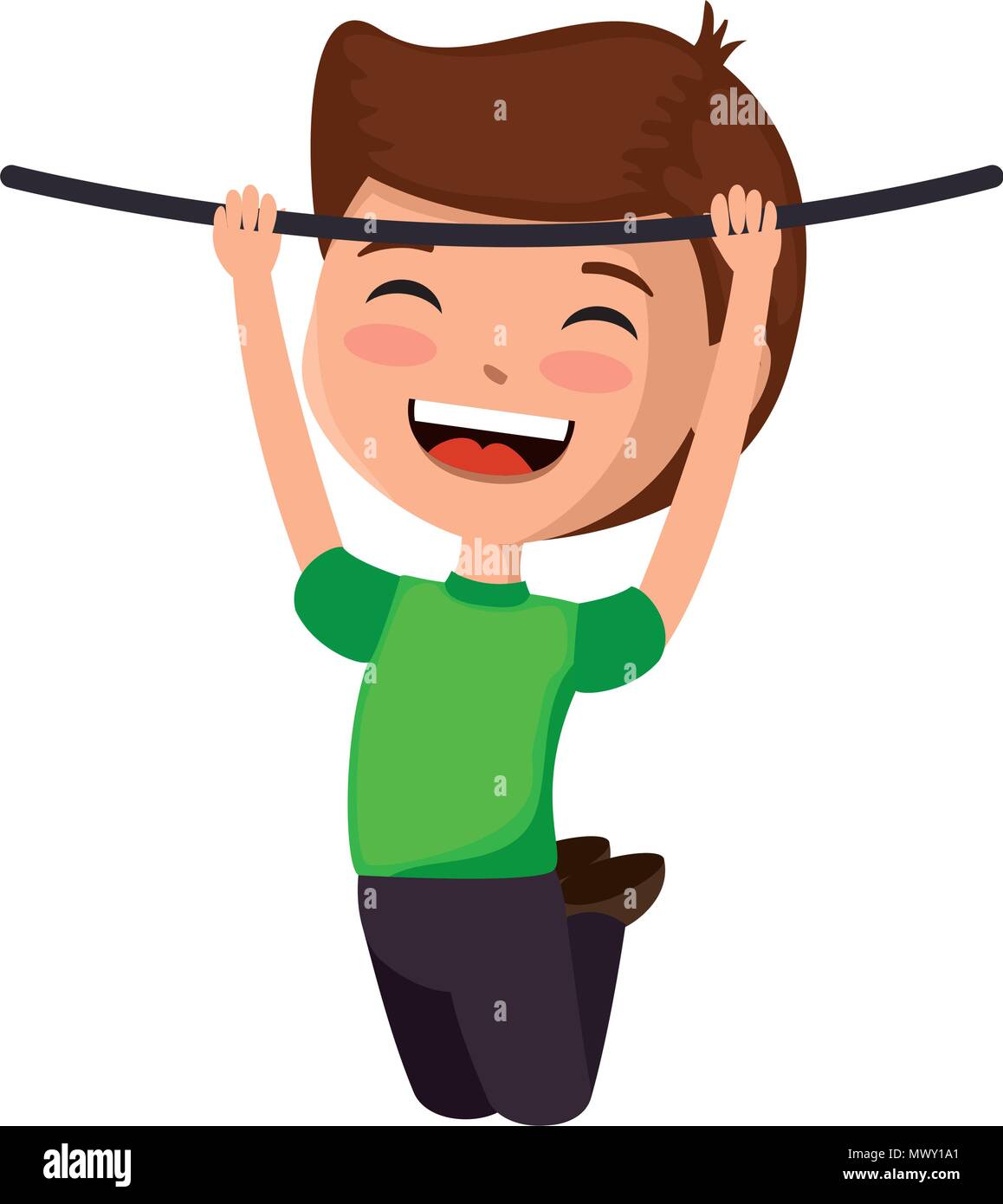 little boy hanging in rope character Stock Vector Image & Art - Alamy