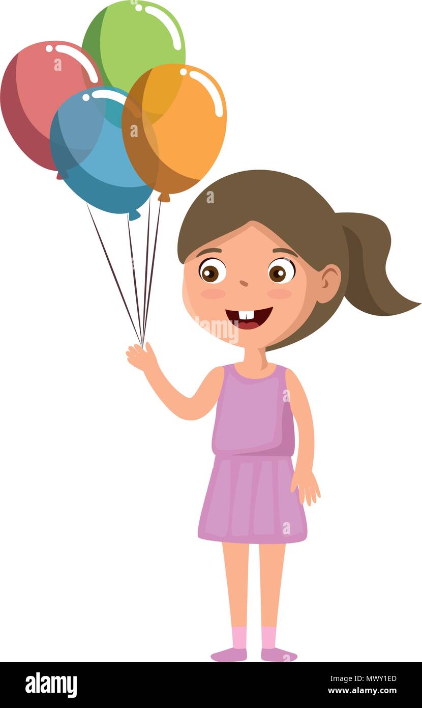 little girl with balloons helium character Stock Vector Image & Art - Alamy