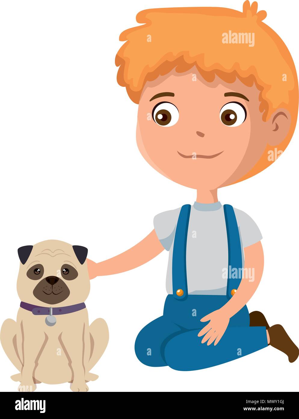 little boy with dog character Stock Vector Image & Art - Alamy