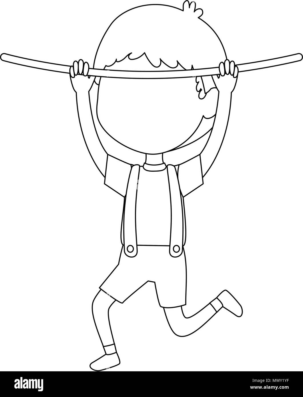 little boy hanging in rope character Stock Vector Image & Art - Alamy