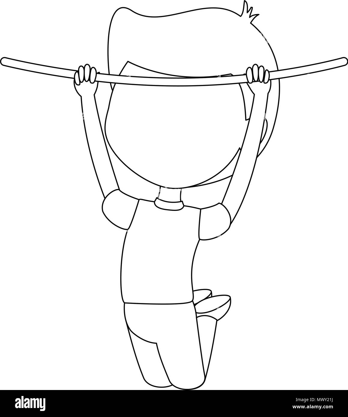 little boy hanging in rope character Stock Vector Image & Art - Alamy