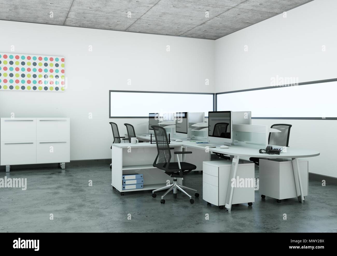 modern large office interior Design 3d rendering Stock Photo - Alamy