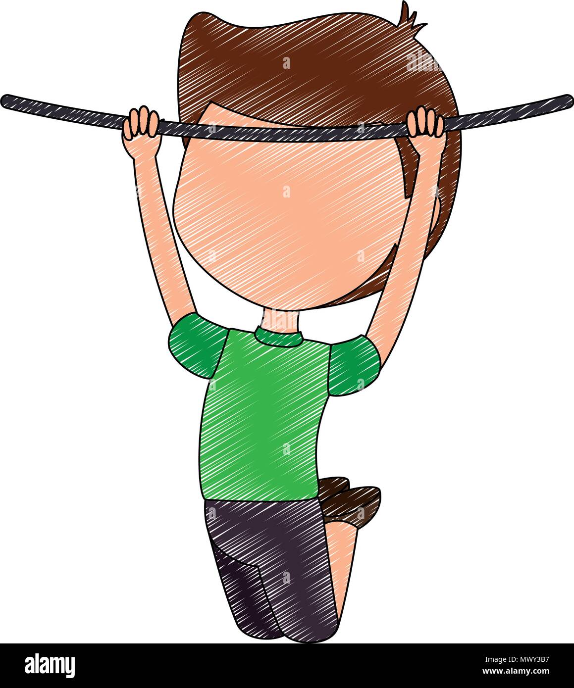 little boy hanging in rope character Stock Vector Image & Art - Alamy