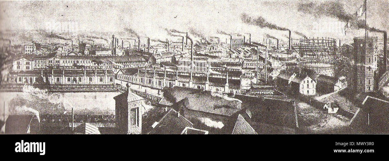 . English: The Krupp factory in Essen in 1880. 1880. Unknown 349 Krupp ...
