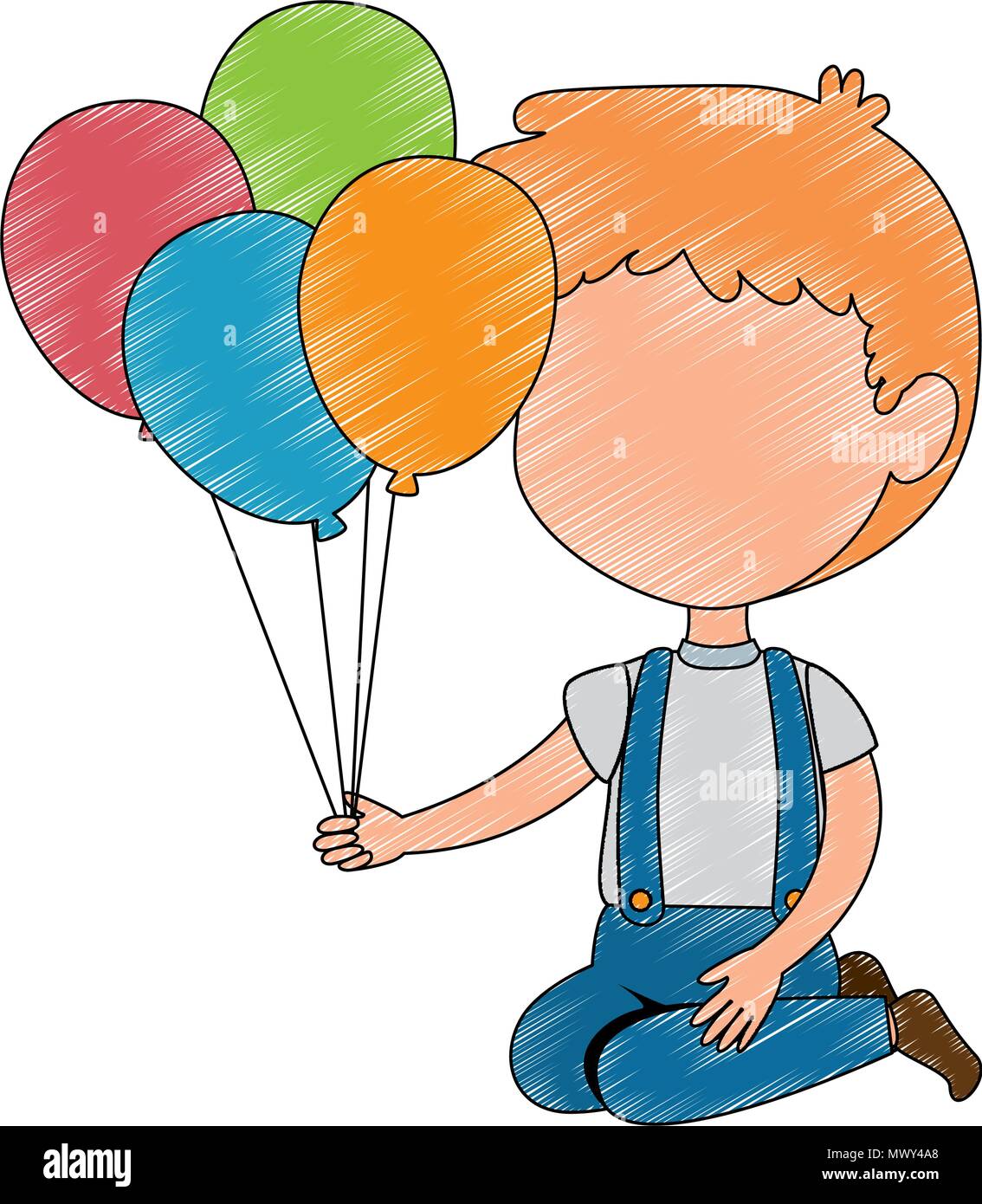 little boy with balloons helium character Stock Vector Image & Art - Alamy