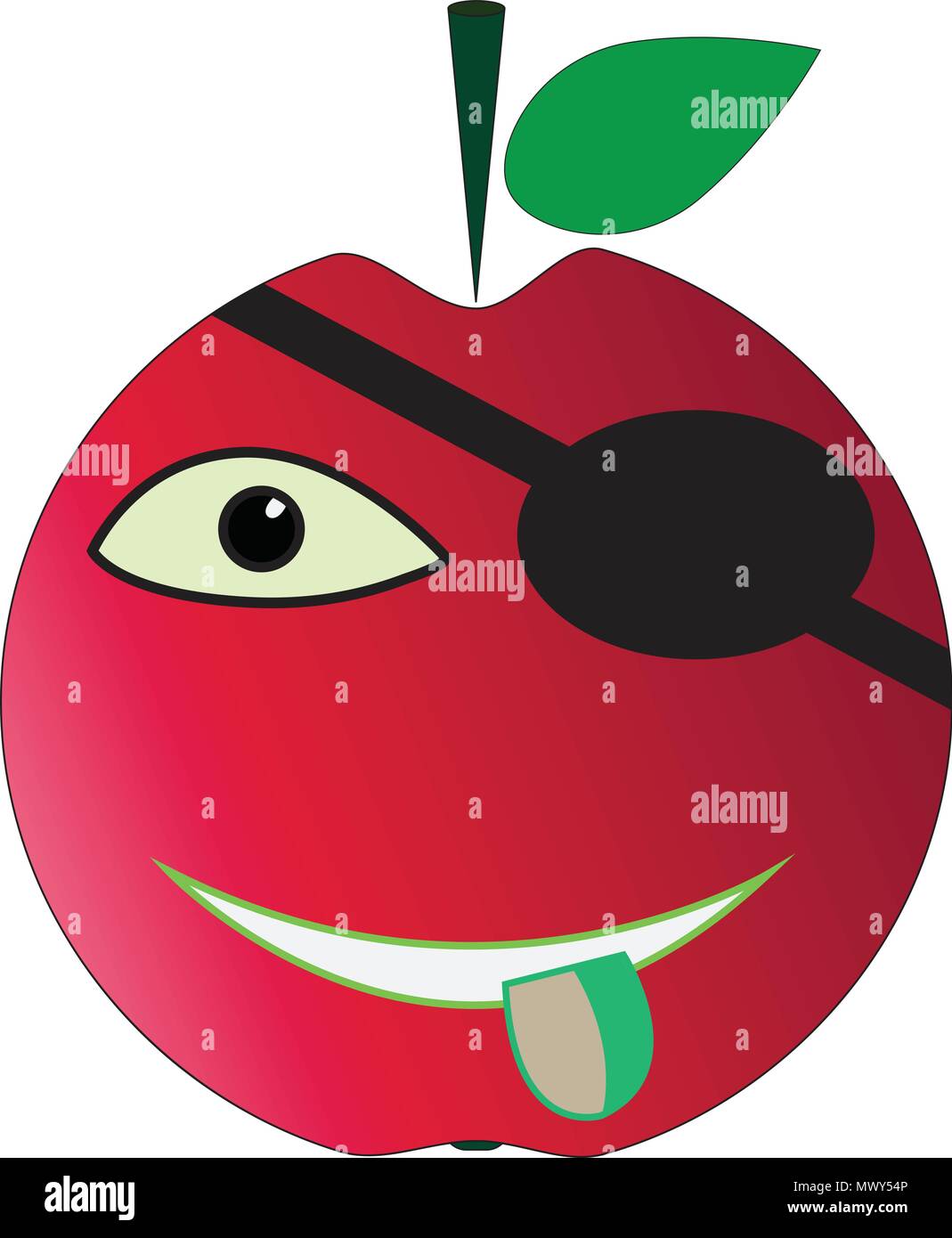 apple red one-eyed pirate vector illustration Stock Vector Image & Art ...