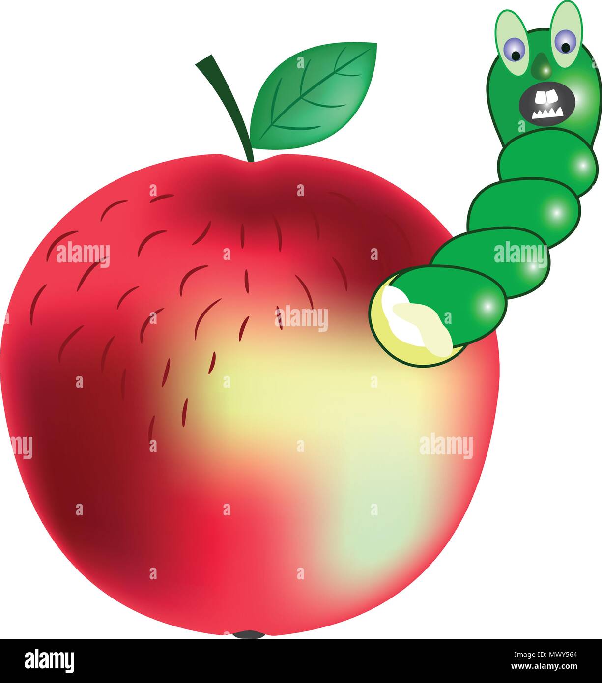 apple worm cartoon vector illustration Stock Vector Image & Art - Alamy