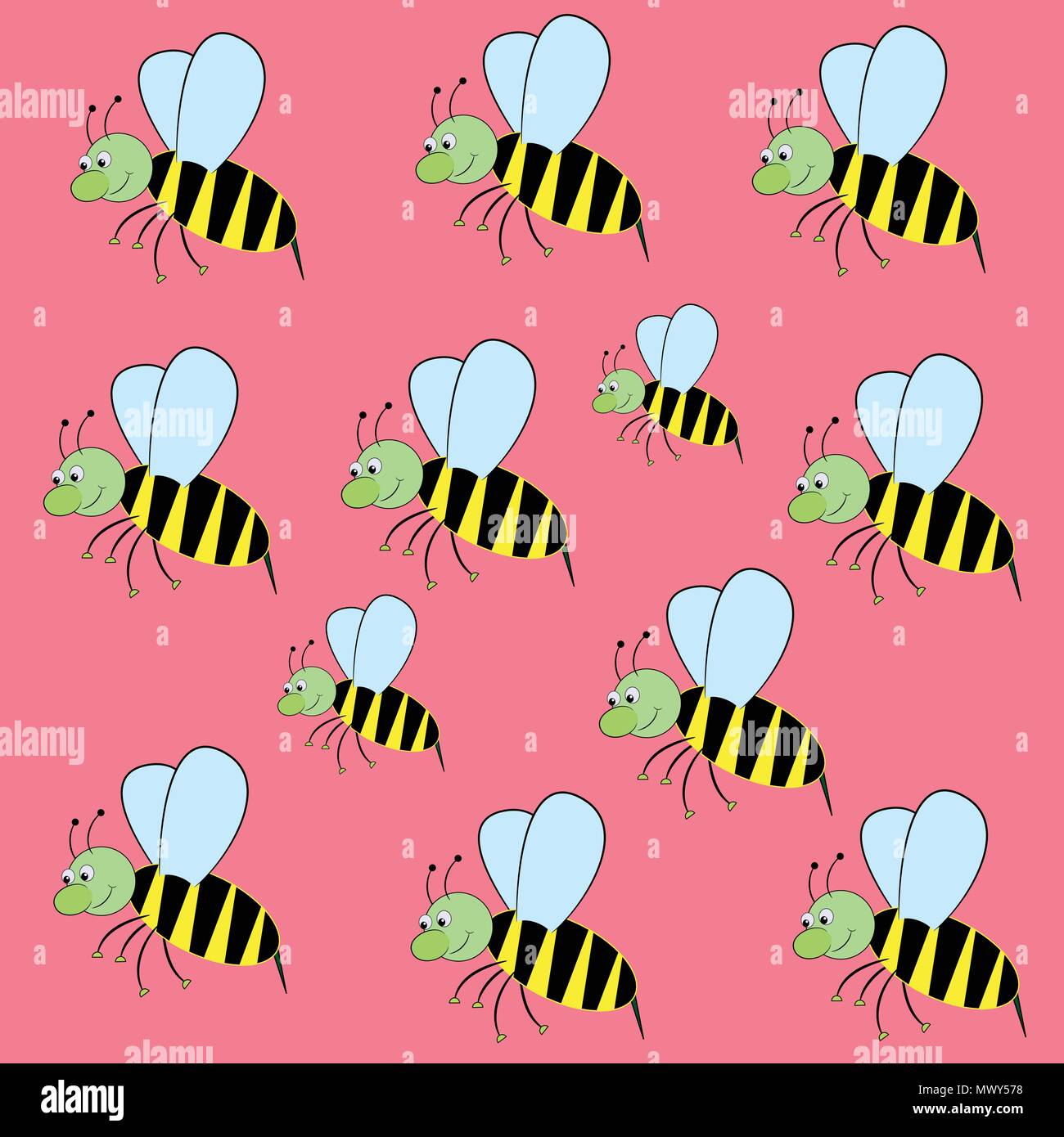 bees on a pink background pattern vector illustration Stock Vector ...