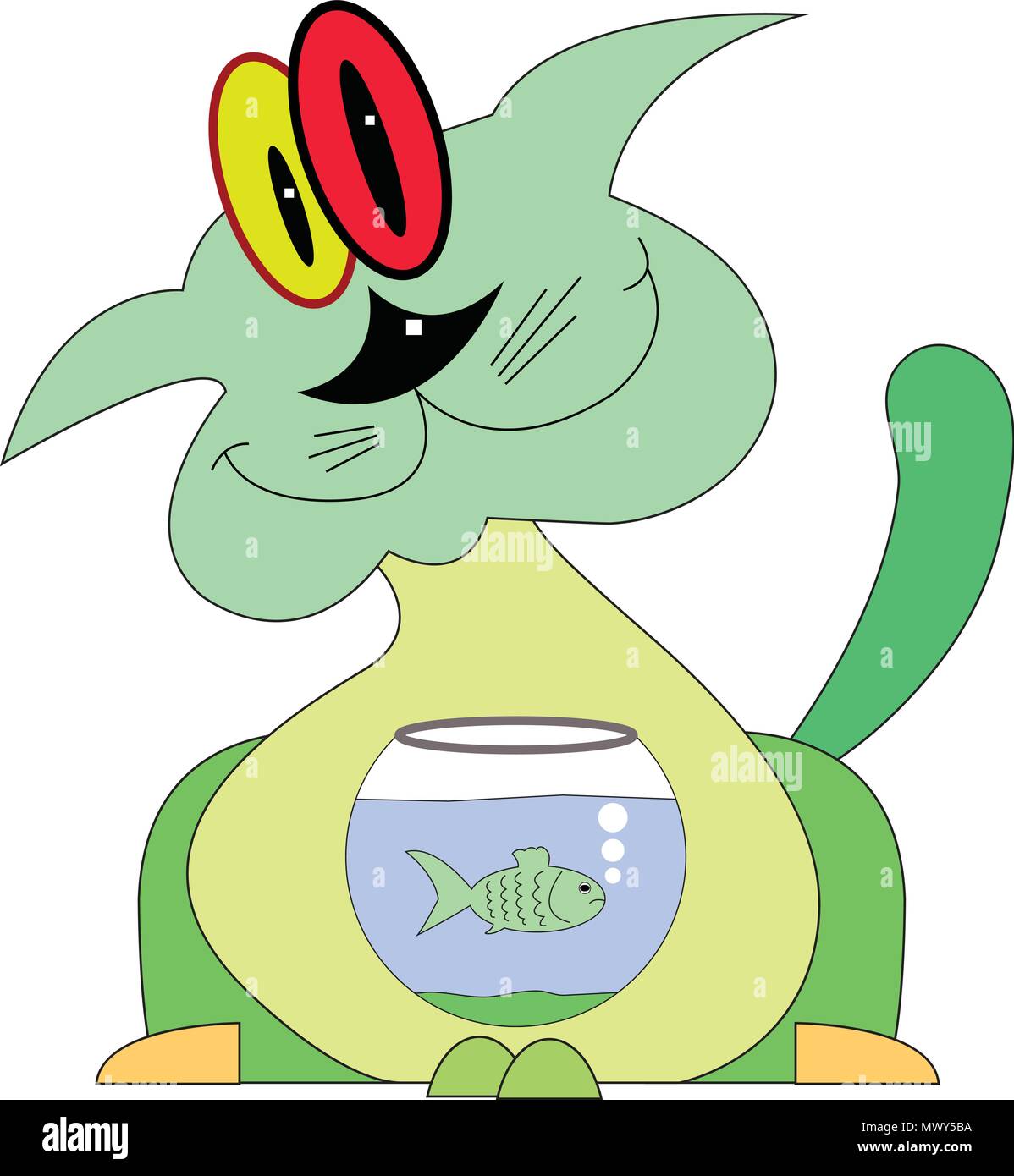 a cat and a small fish Stock Vector Image & Art - Alamy