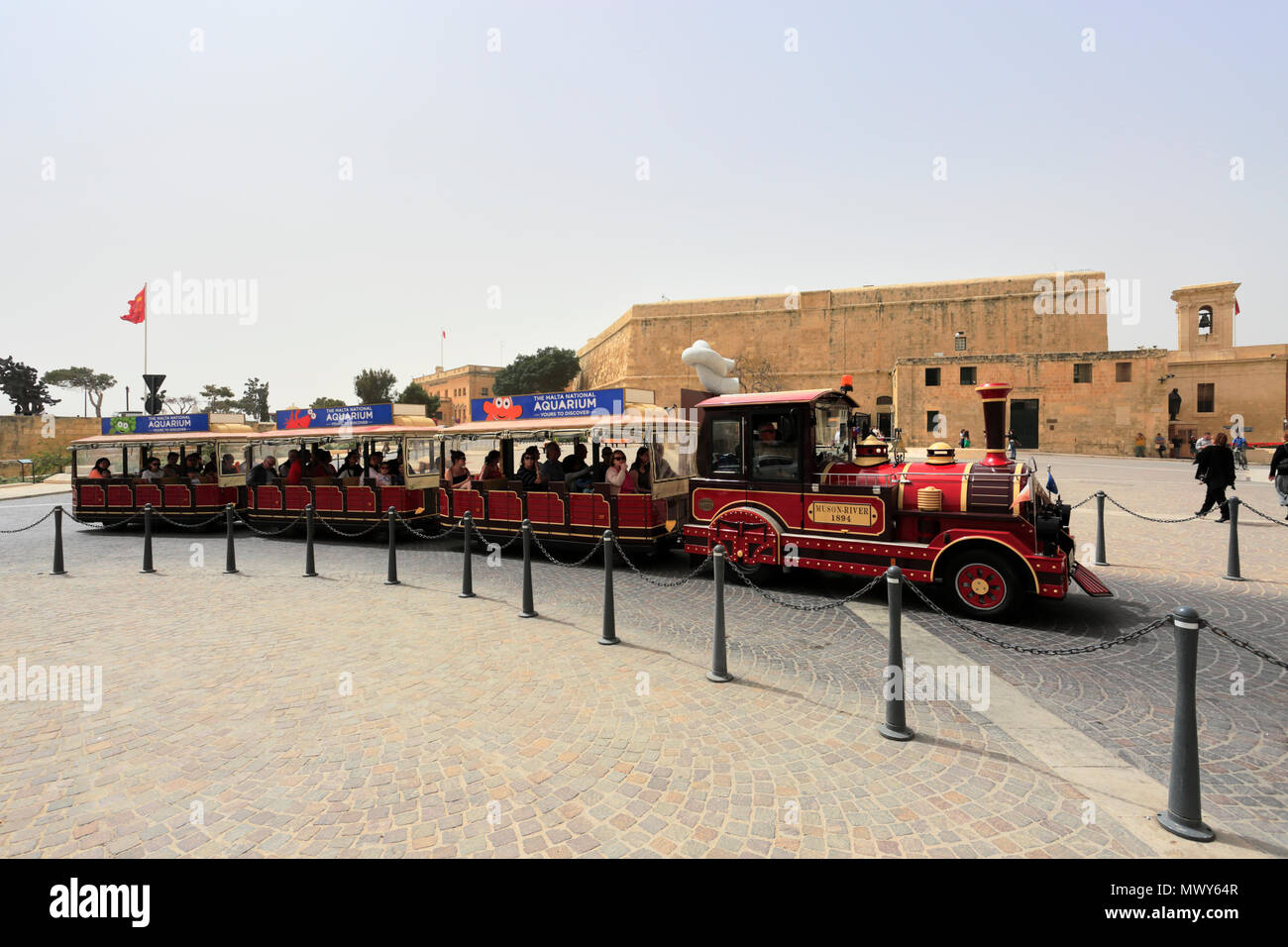 Tourist train, Castille Square, Valletta, Malta Stock Photo - Alamy