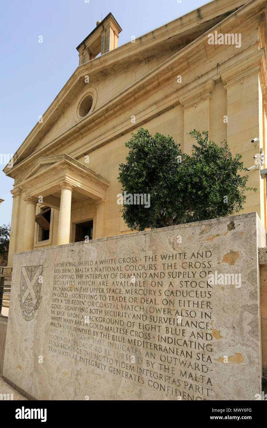 The Malta Stock Exchange building in former Garrison Chapel, Castille ...