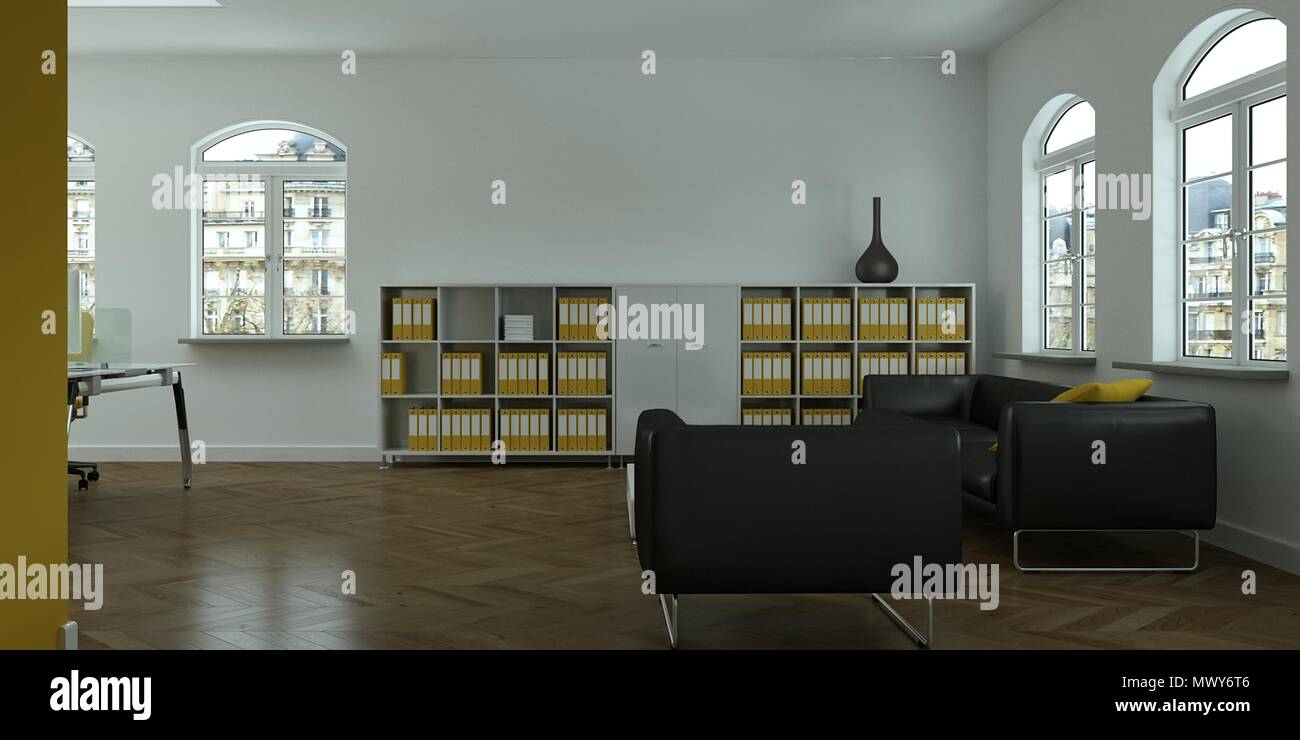 Yellow office chair blue wall hi-res stock photography and images - Alamy