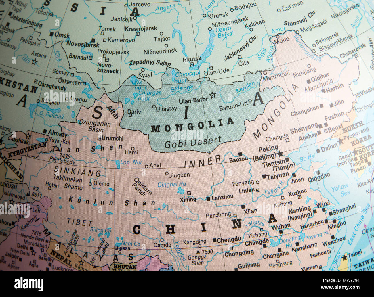 Far east asia globe map hi-res stock photography and images - Alamy