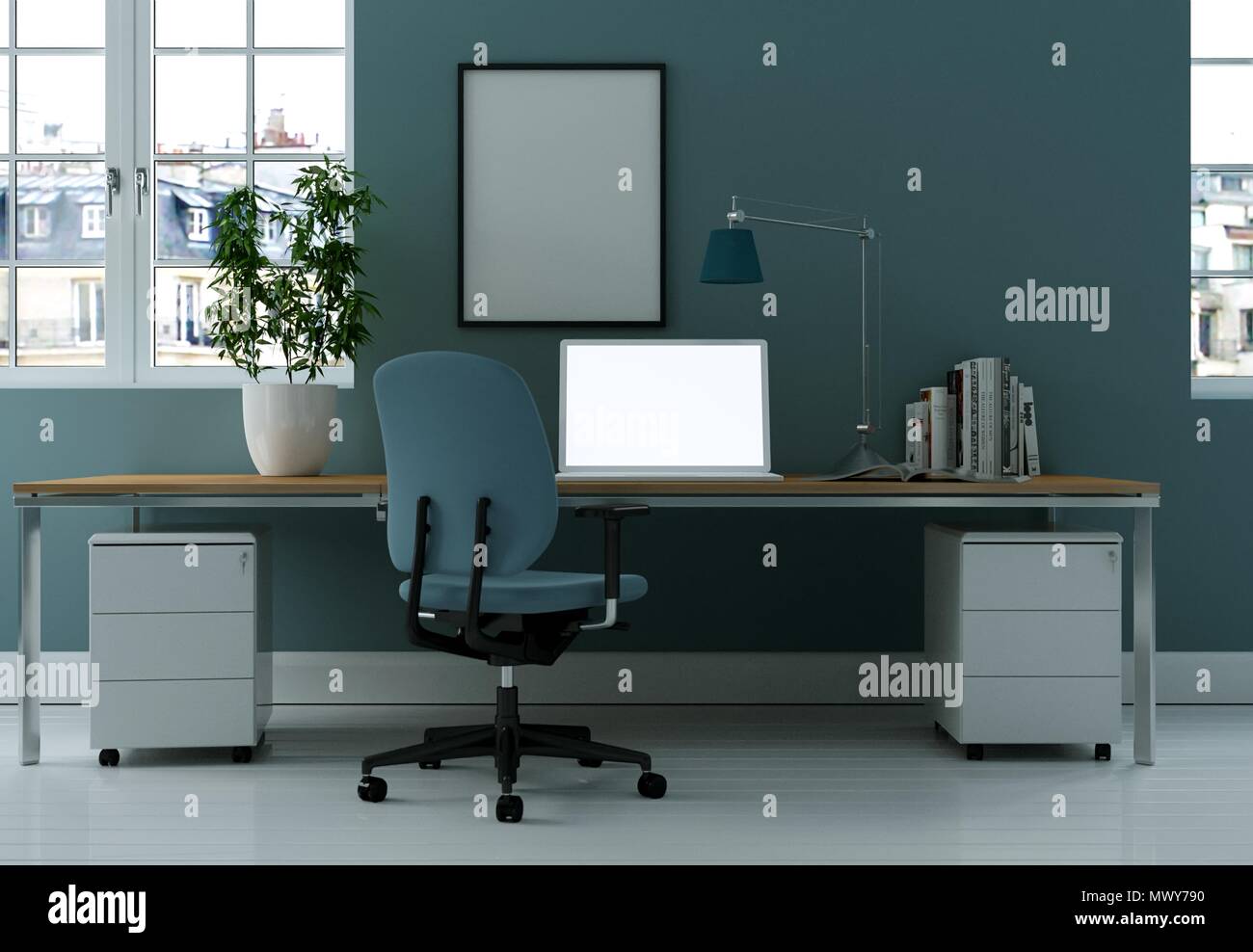 Modern Blue Home Office