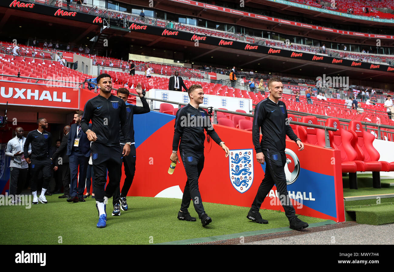 England's (left-right) Kyle Walker, Kieron Trippier and Jamie Vardy ...