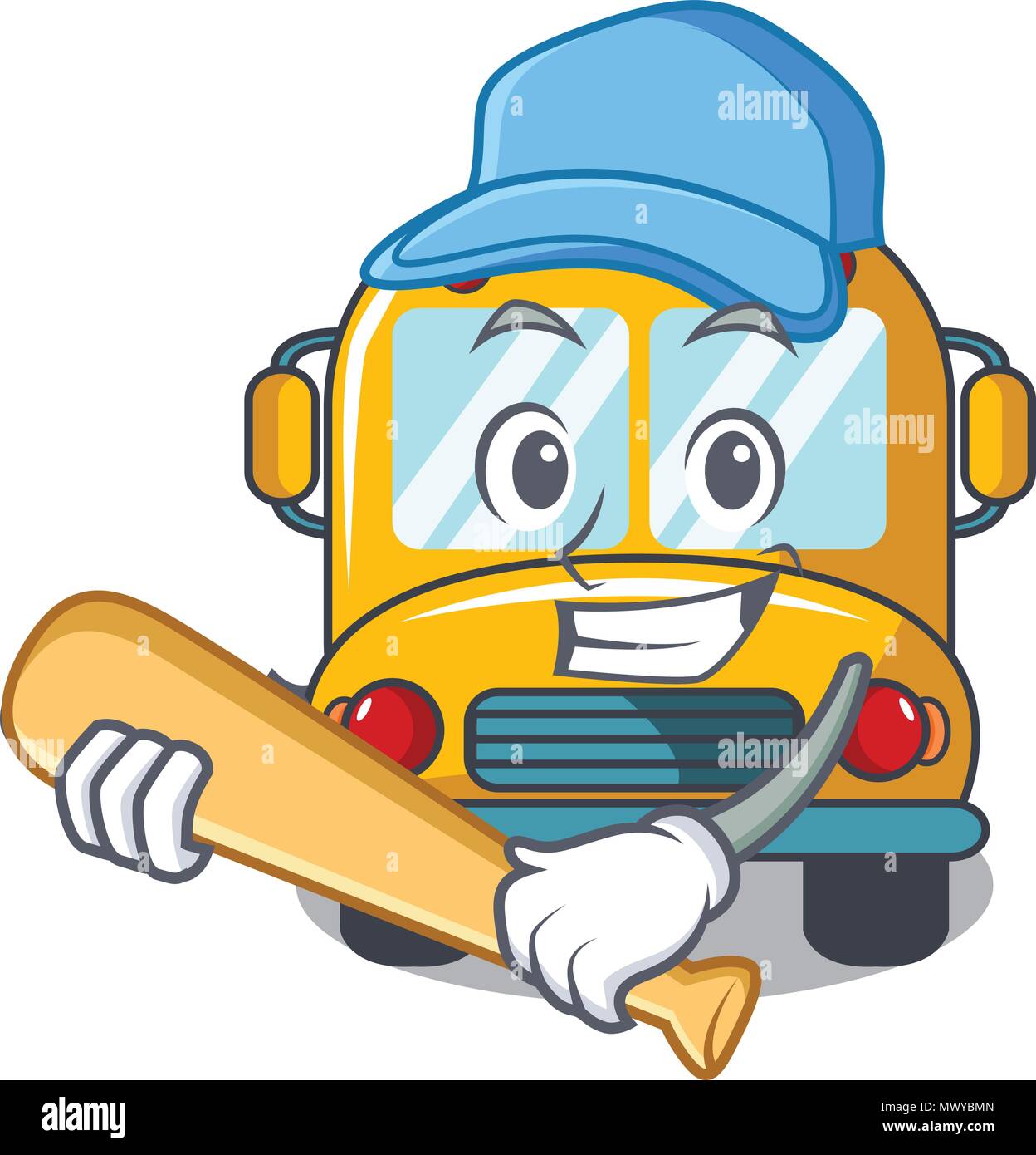 Playing baseball school bus character cartoon Stock Vector Image & Art ...