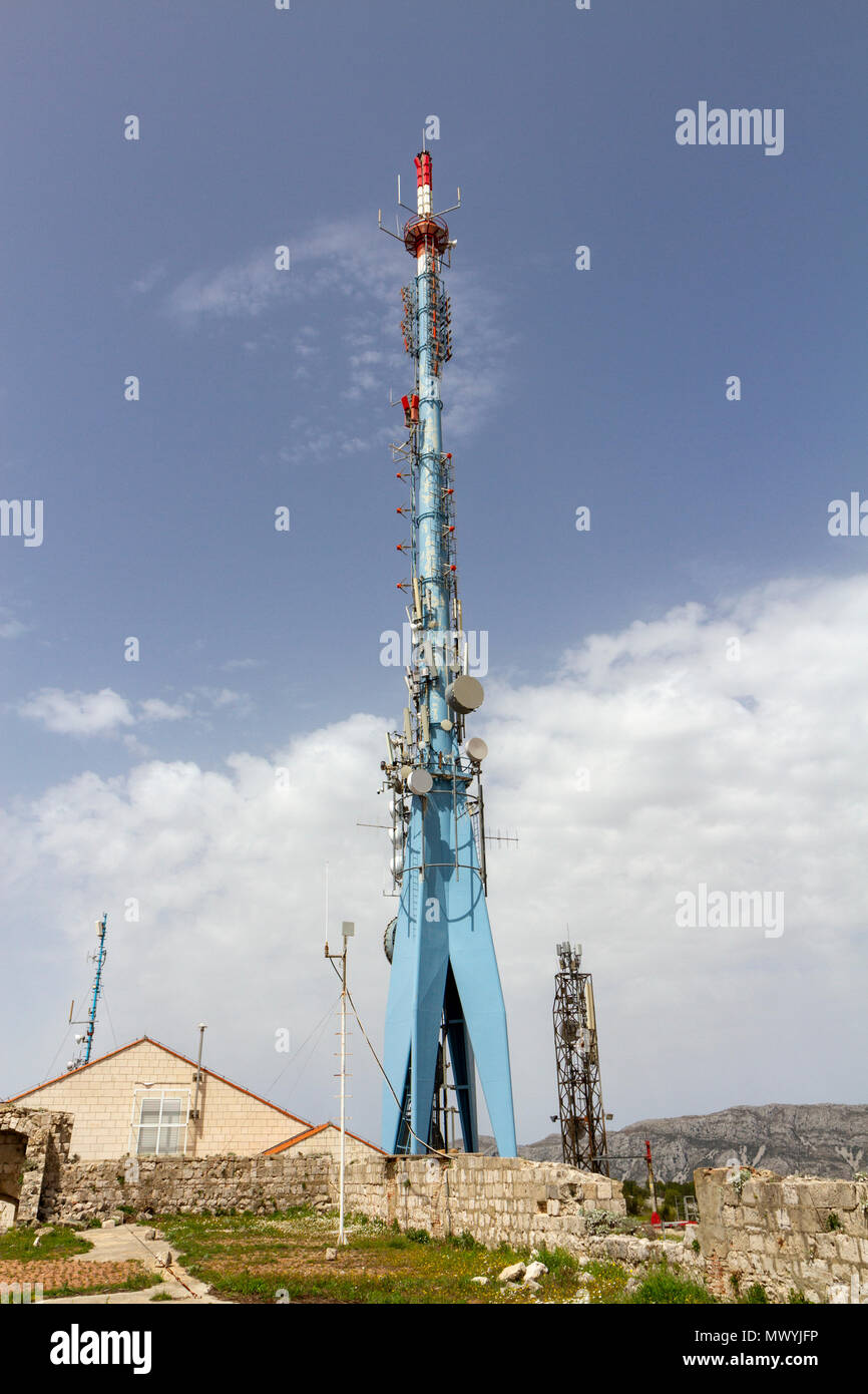 The Radio Television Transmitter Tower on Mount Srd, which overlooks ...