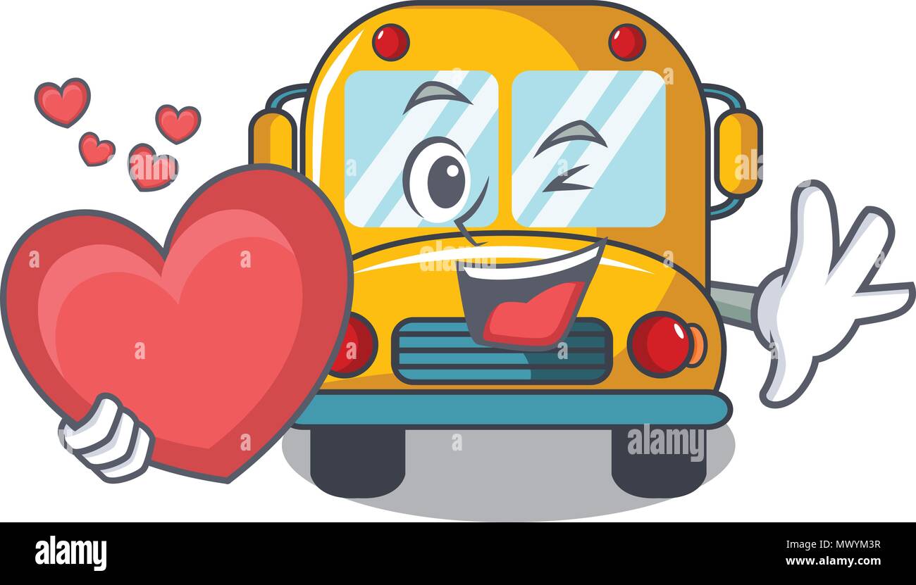 With heart school bus mascot cartoon Stock Vector Image & Art - Alamy