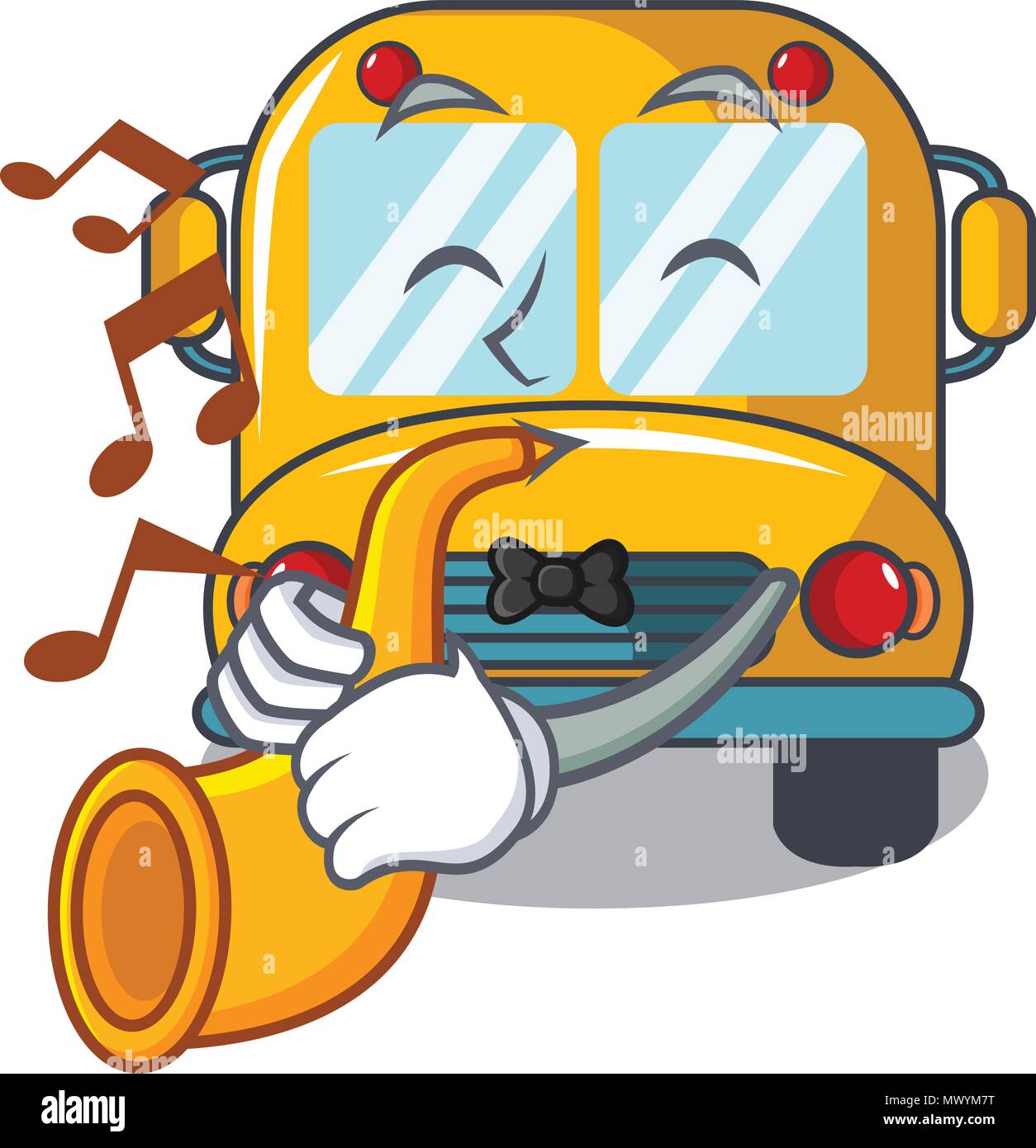 With trumpet school bus mascot cartoon Stock Vector Image & Art - Alamy