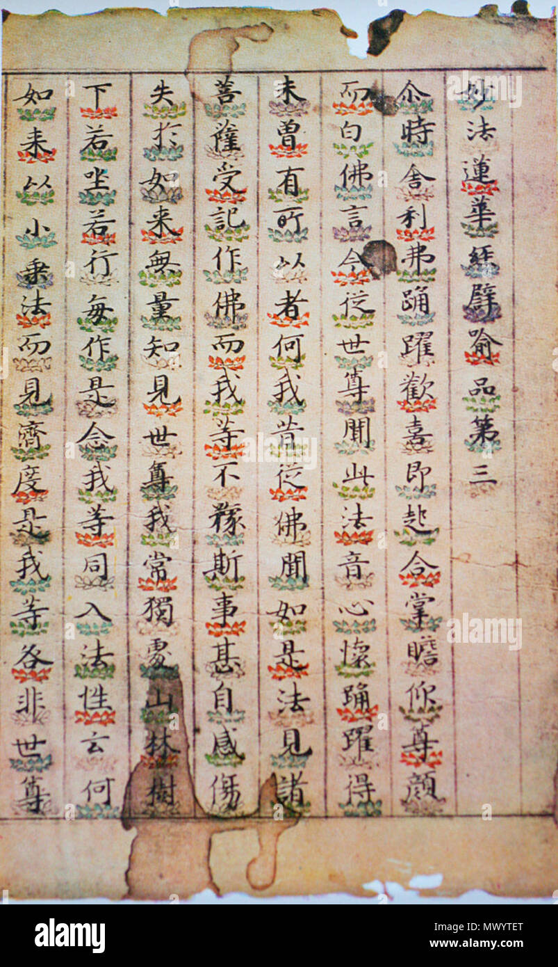 . English: A Part of Lotus pedestal character Lotus Sutra, ink on ...