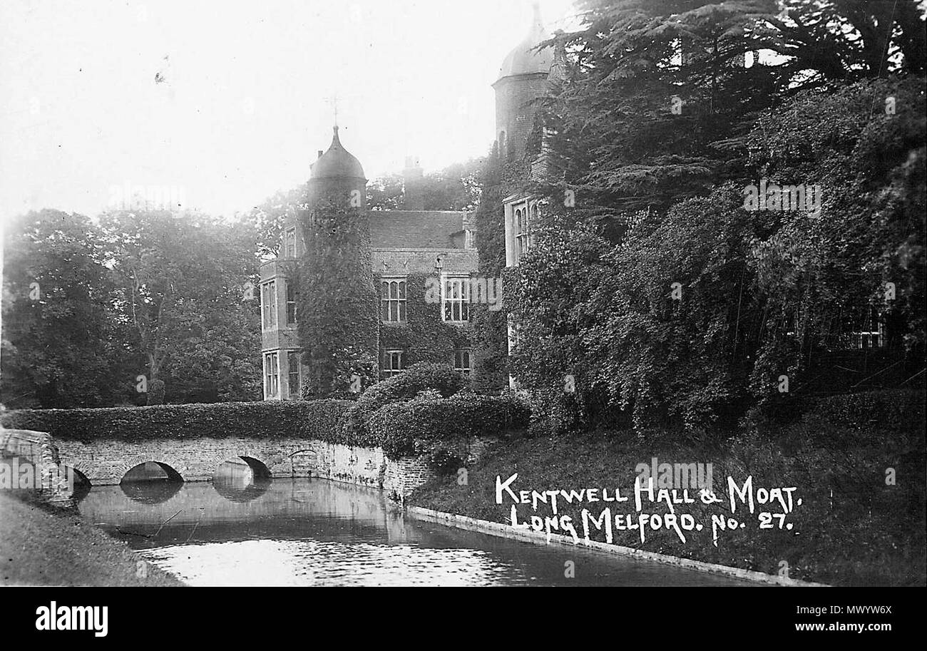 . English: View of the south face of Kentwell Hall in 1910 . 1910 ...