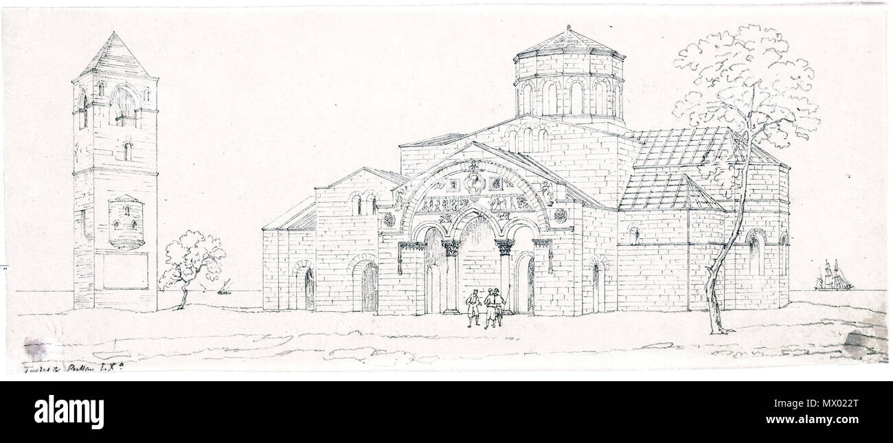. English: Drawing of Hagia Sophia in Trebizond (Trabzon, Turkey). 11 ...