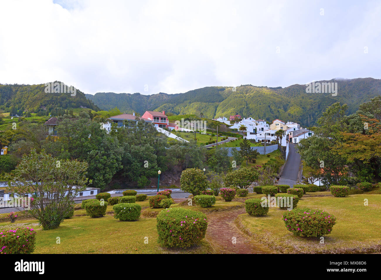 Picturesque village on the largest island of Azores, Portugal ...