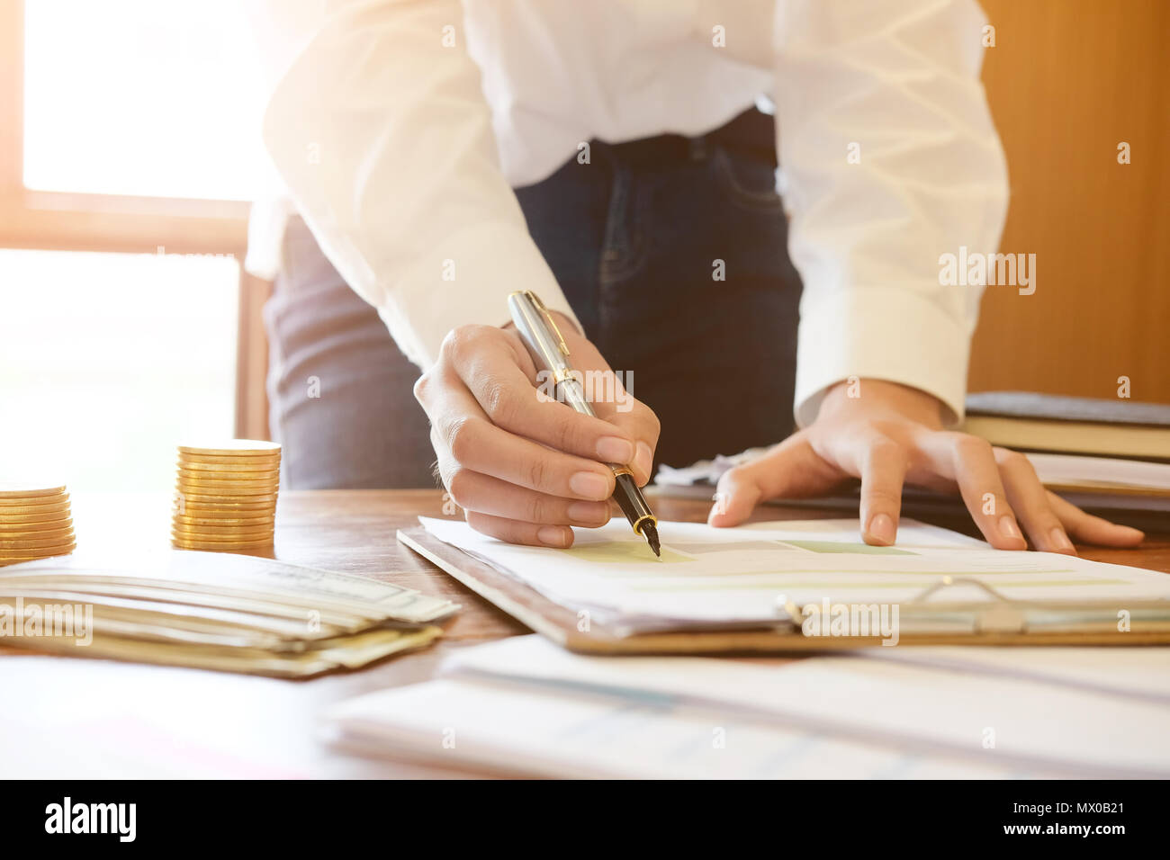 Cropped shot photo of Certificate public accountant audit Check ...