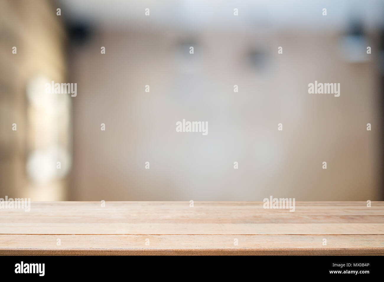 Wood table is empty and blur background Stock Photo - Alamy